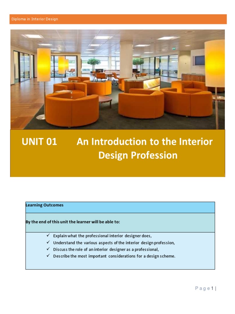UNIT 01 An Introduction To The Interior Design Profession | PDF ...