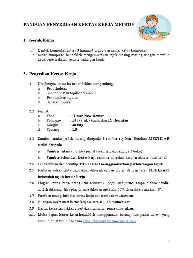 Panduan Penyediaan Kertas Kerja Mpu3123 0119 | PDF