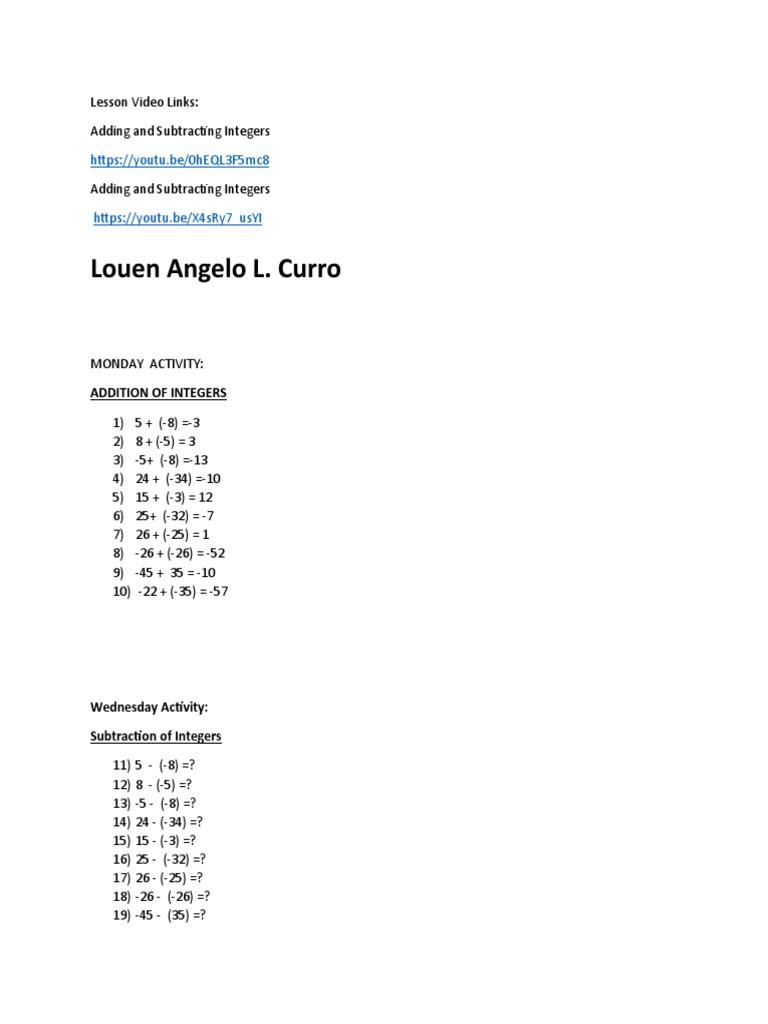 Monday MATH | PDF