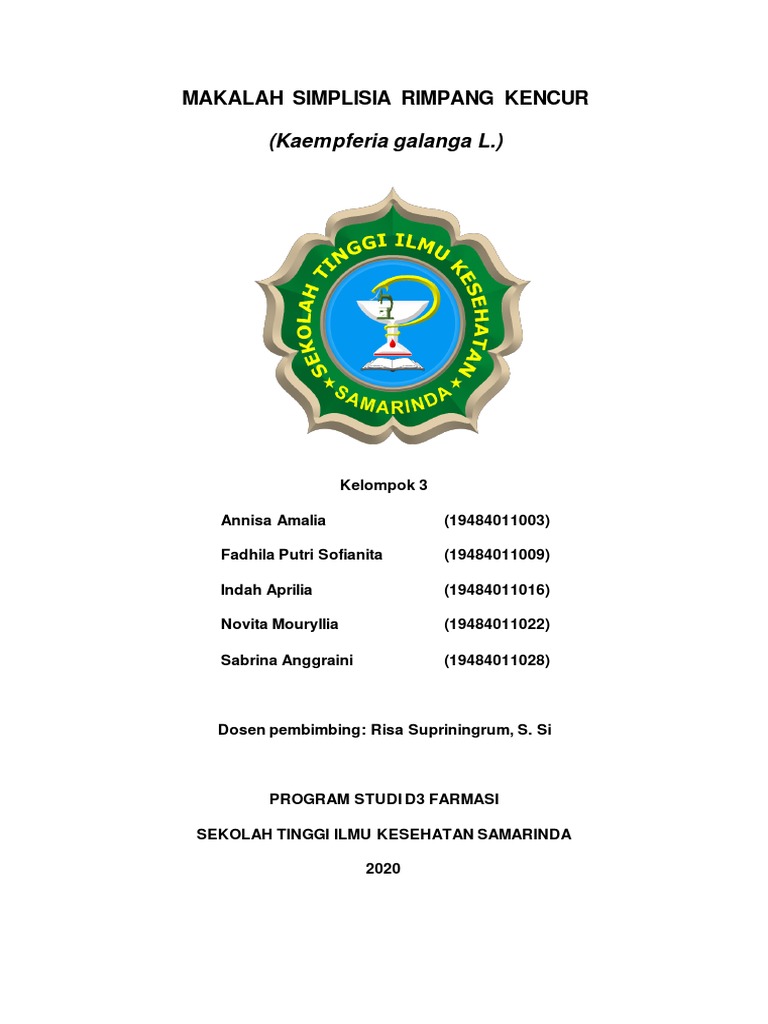 Simplisia Rimpang Kencur: Manfaat dan Analisis | PDF