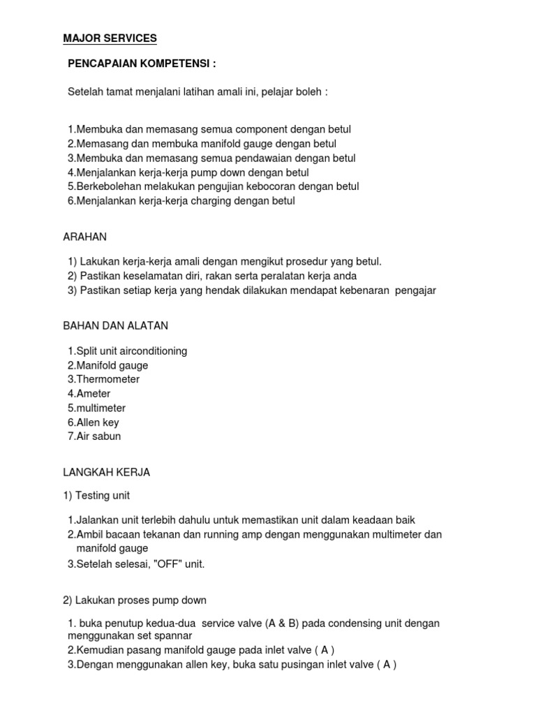 Nota Major Service Ac Split Unit Utk Kuips | PDF | Teknologi & Rekayasa