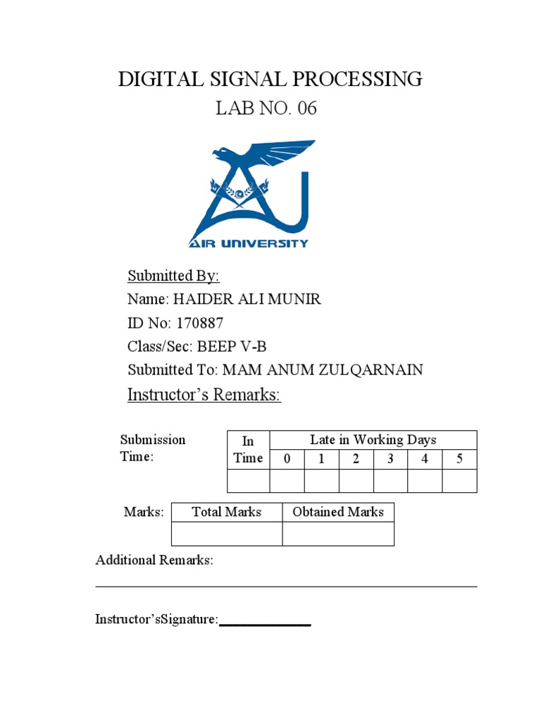 Digital Signal Processing Lab 7 | PDF | Phase (Waves) | Complex Number