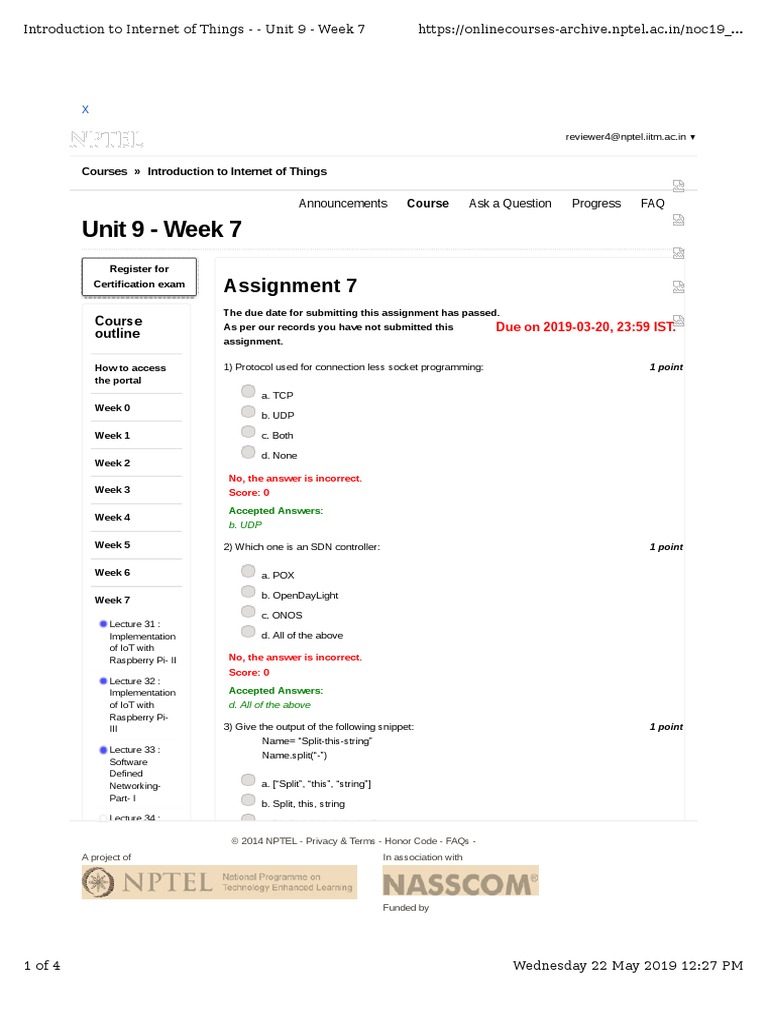 Unit 9 - Week 7: Assignment 7 | PDF | Network Socket | Application ...
