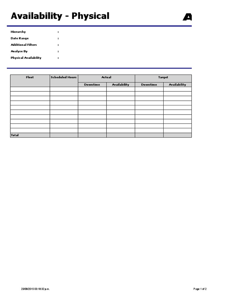 Physical Availability Analysis Report | PDF