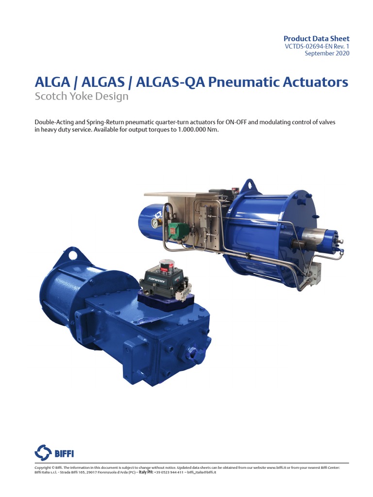 Alga Biffi Pneumatic Actuator Metric English en Us 2545482 | PDF | Actuator | Piston