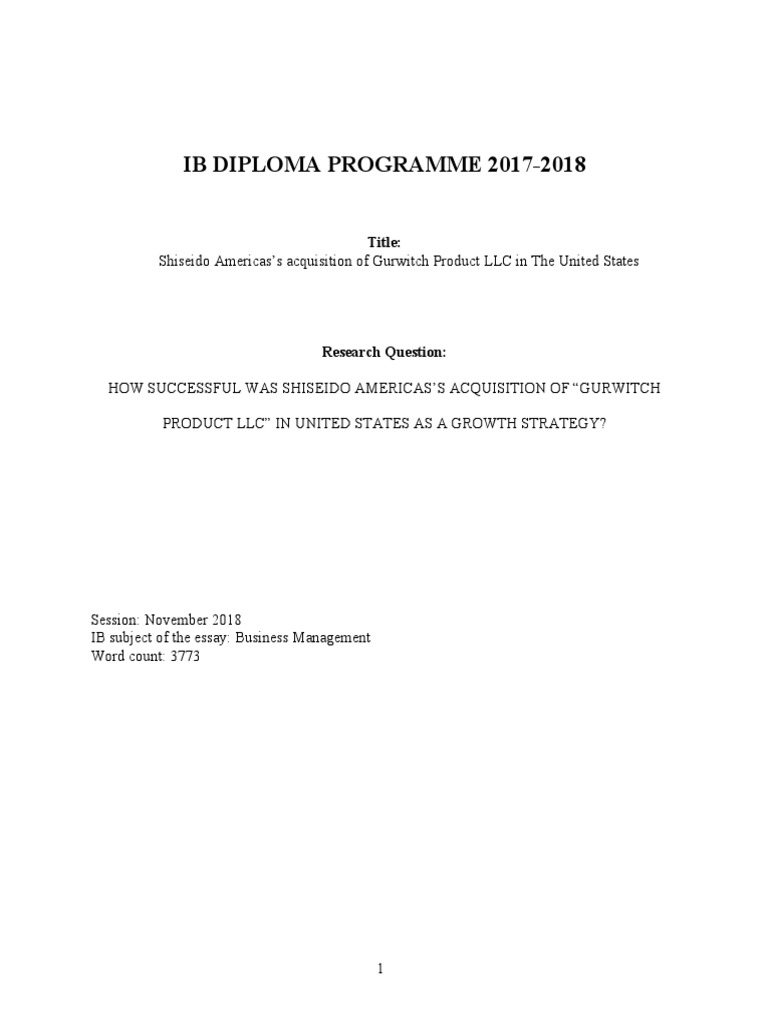 Sample B Business Management Ee | PDF | Cosmetics | Mergers And ...