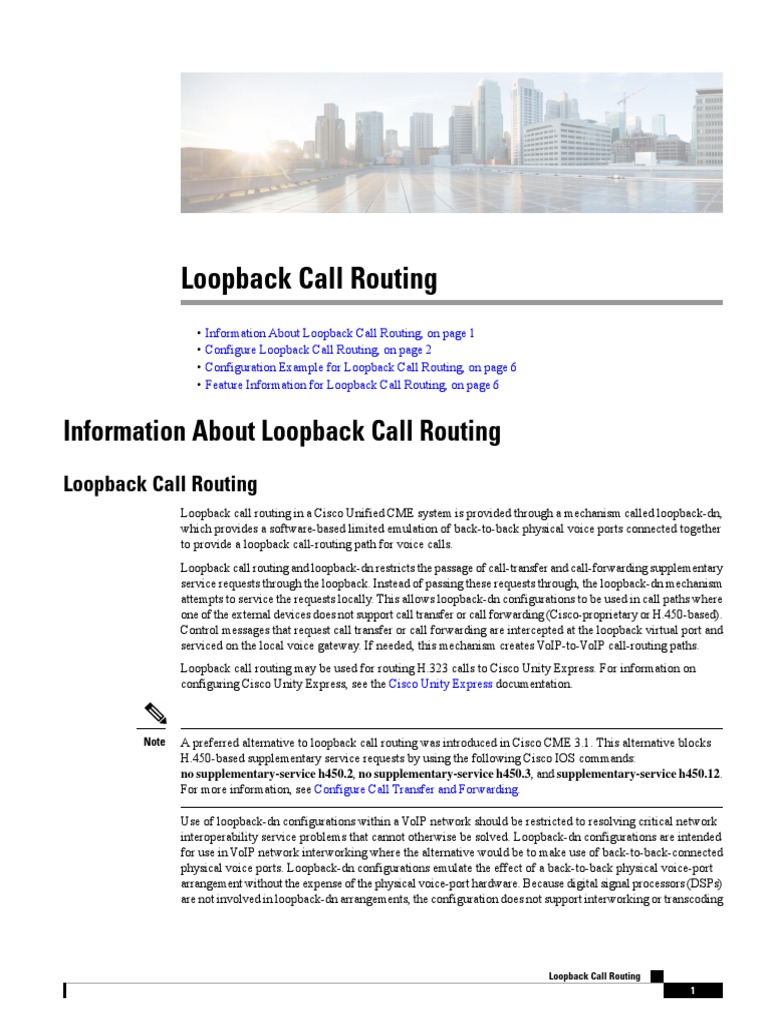 Information About Loopback Call Routing | PDF | Routing | Router ...