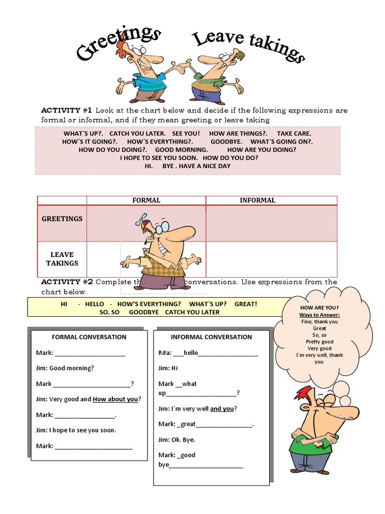 Greeting and Leave-Taking Expressions: A Guide to Formal and Informal ...