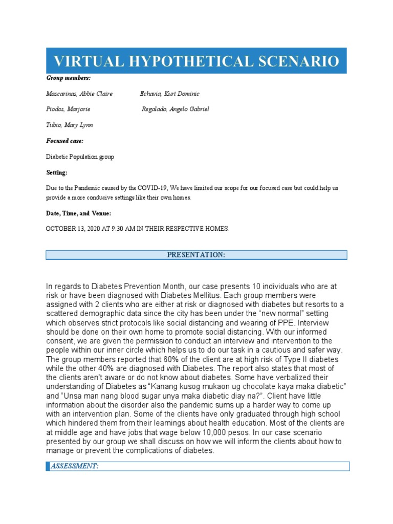 Revised Virtual-Hypothetical-Scenario | PDF | Diabetes | Clinical Medicine