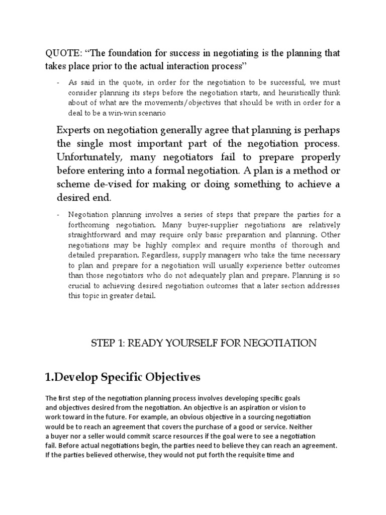 Preparing For Negotiation | PDF | Negotiation | Body Language