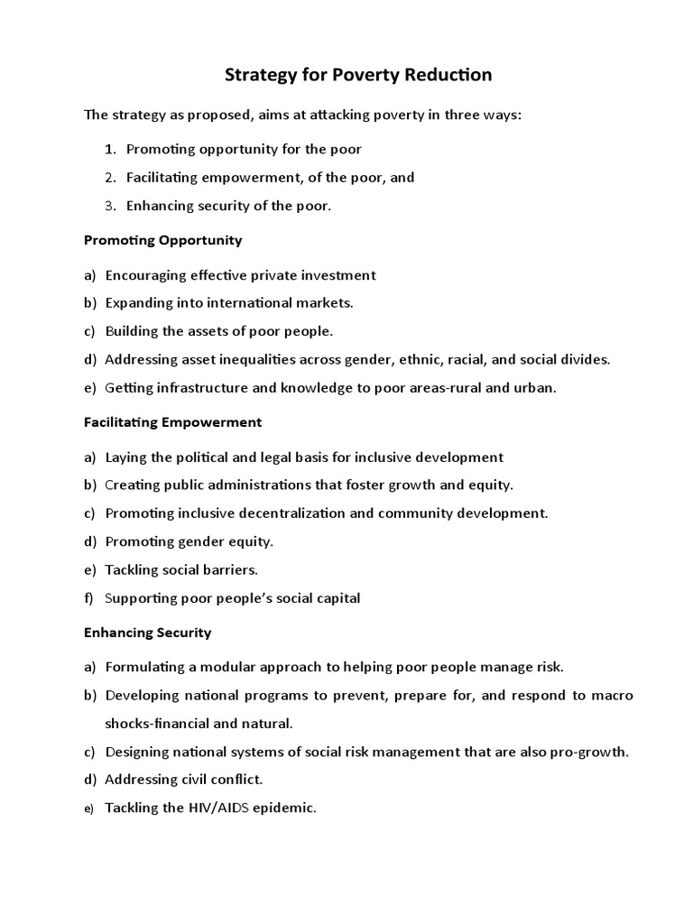 Comprehensive Poverty Reduction Strategy | PDF | Social Science