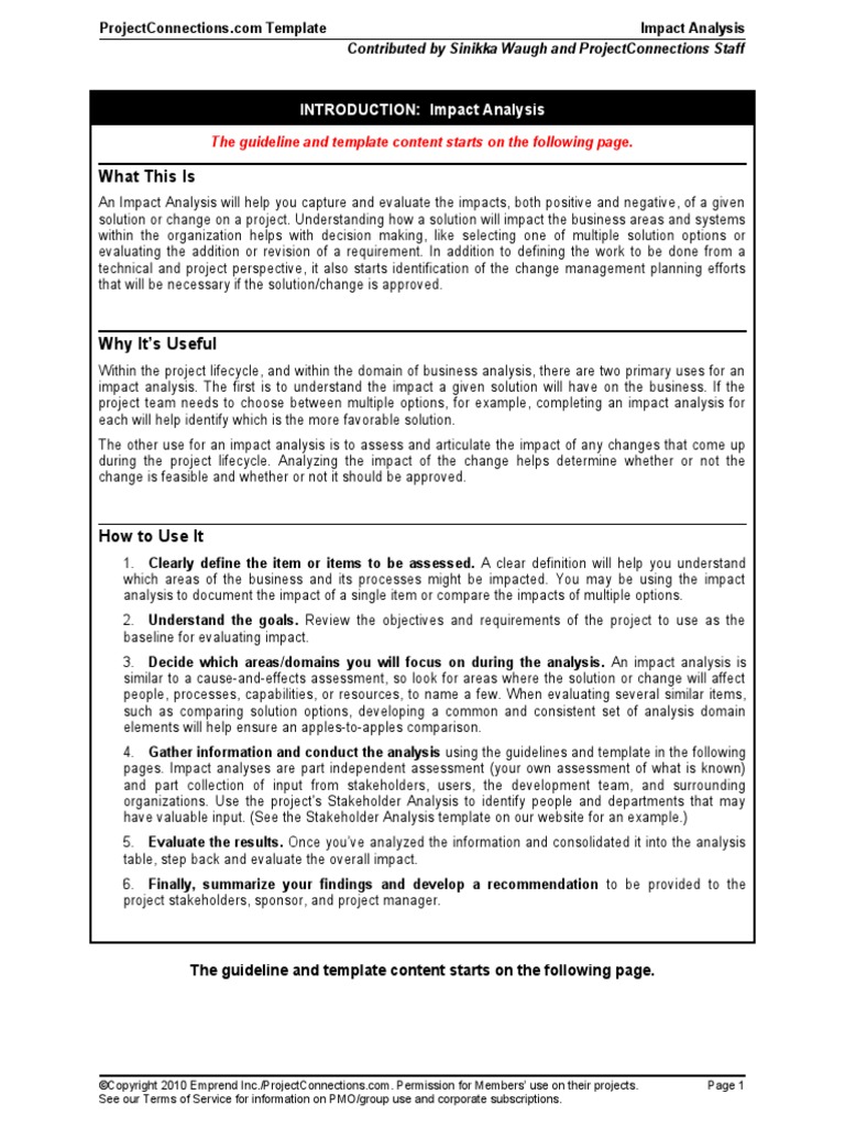 Impact Analysis Report Template | PDF | Business | Science