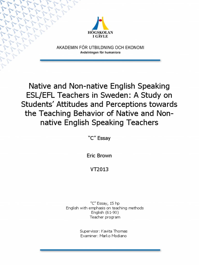 FULLTEXT01 | PDF | English As A Second Or Foreign Language | Validity (Statistics)