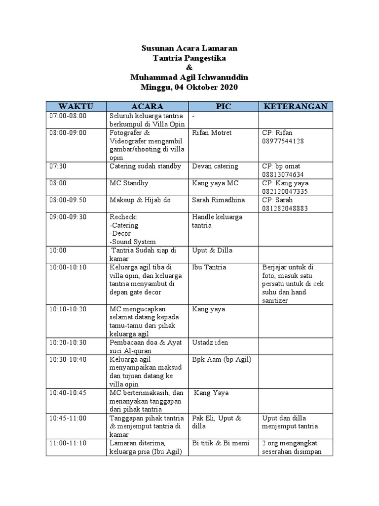 Susunan Acara Lamaran | PDF