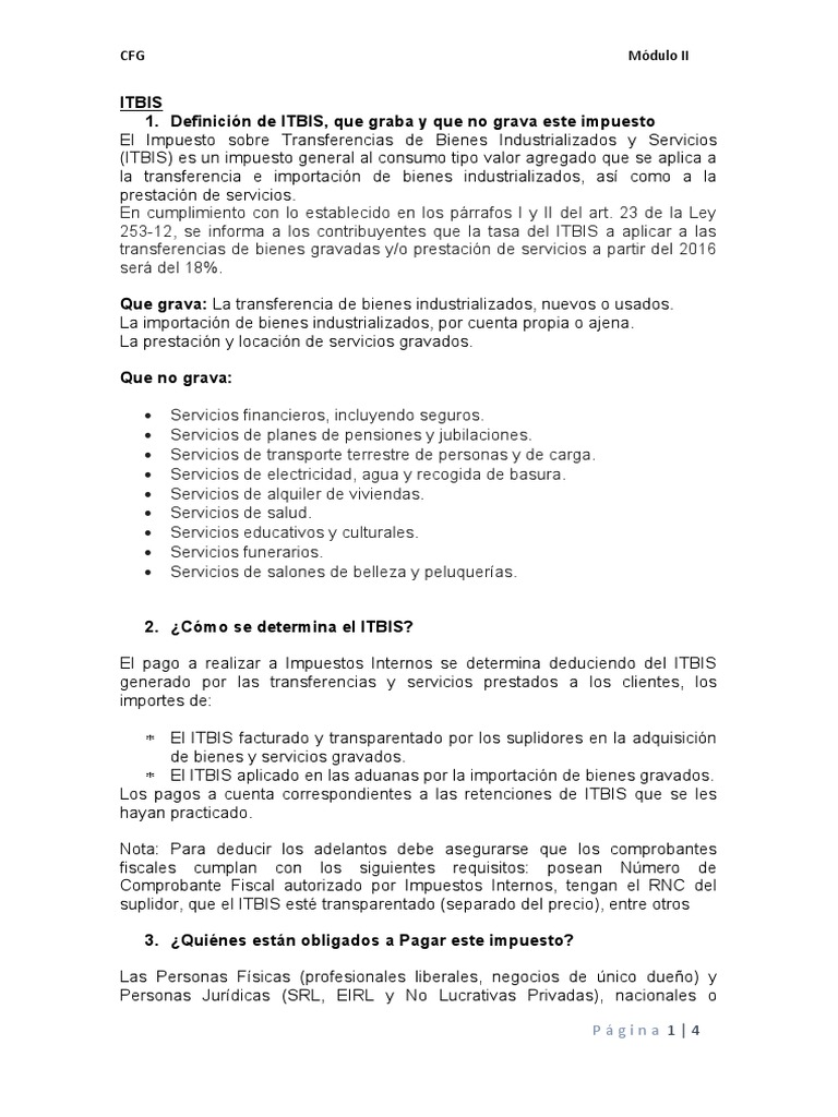 Guía del ITBIS en República Dominicana | PDF | Alquiler | Impuestos