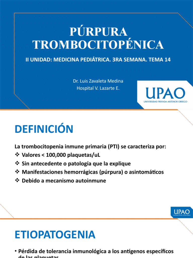 Mehu525 - U2 - T14 - Púrpura Trombocitopénica | PDF | Plaqueta | Epidemiología