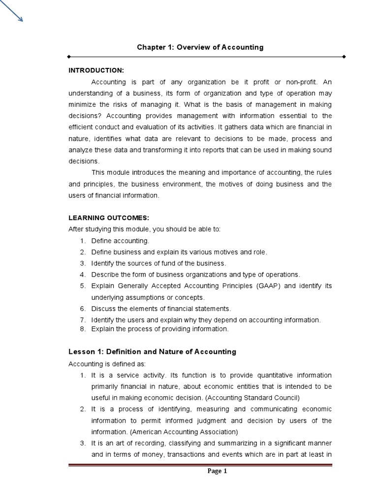 Chapter 1: Overview of Accounting | PDF | Debits And Credits | Equity ...