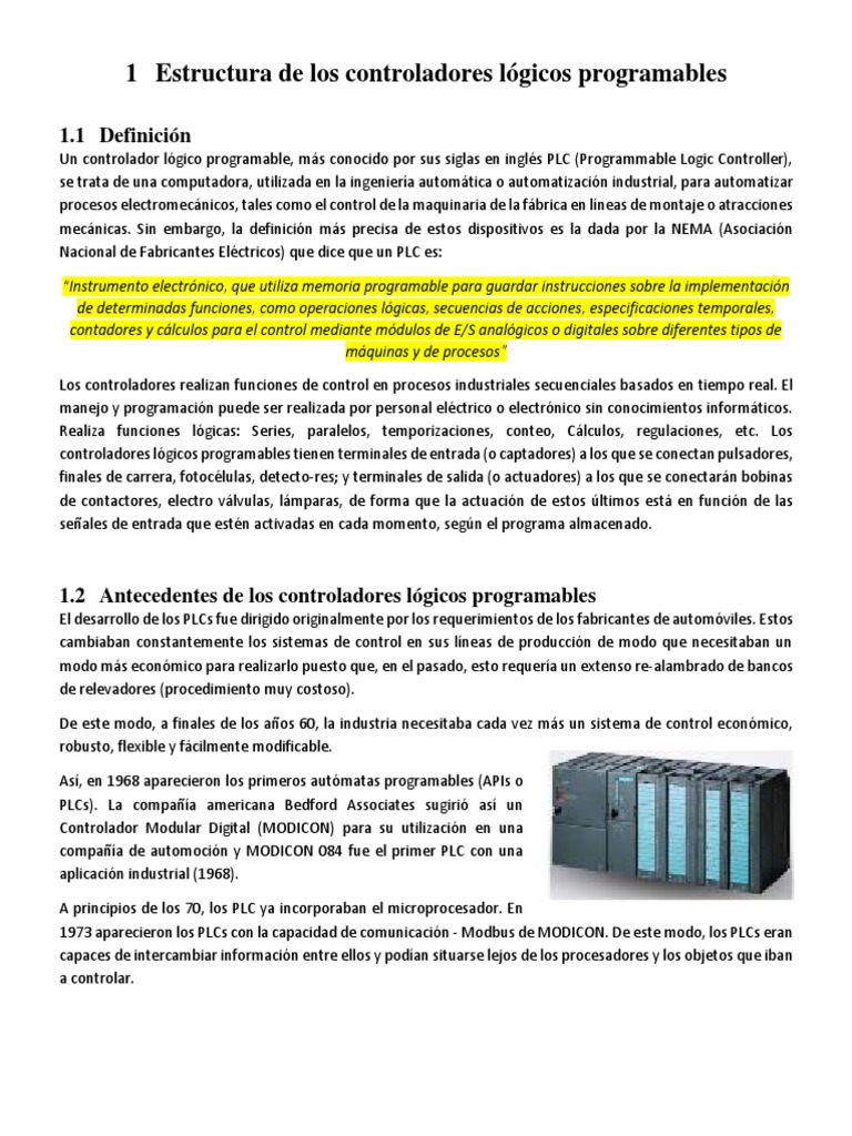 Estructura de Los Controladores Lógicos Programables | PDF ...