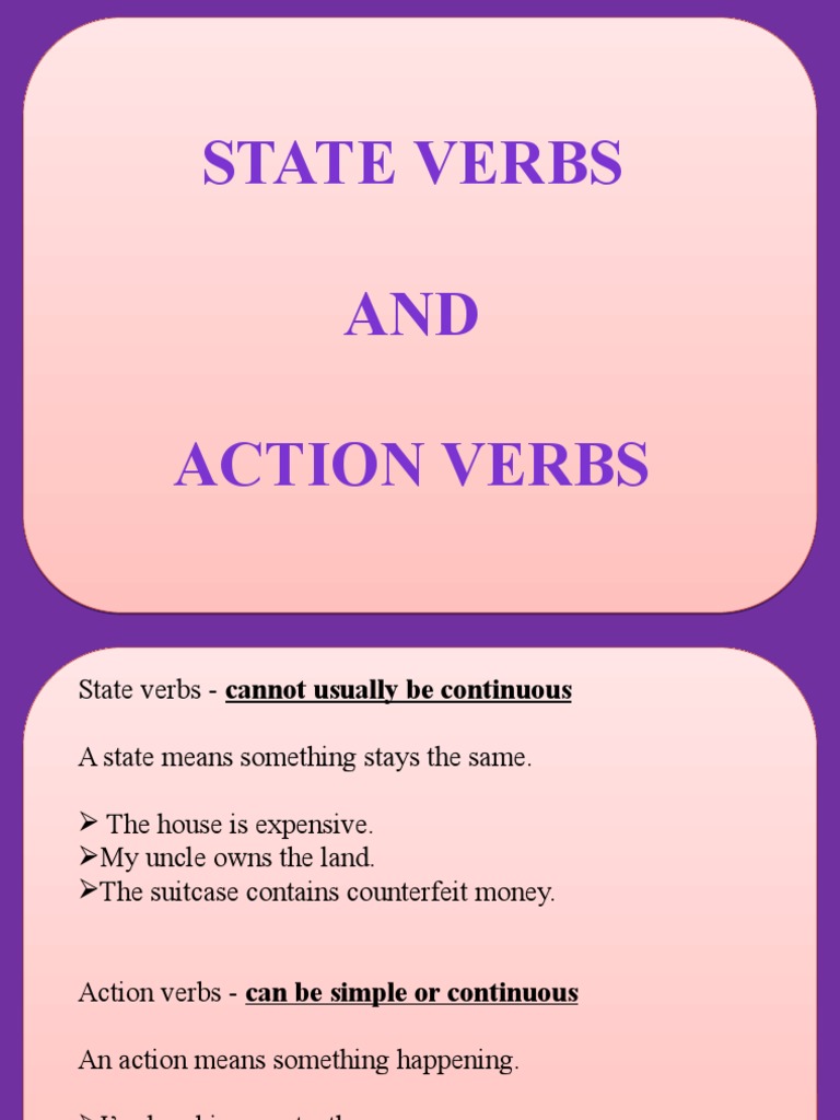 State Verbs AND Action Verbs | PDF