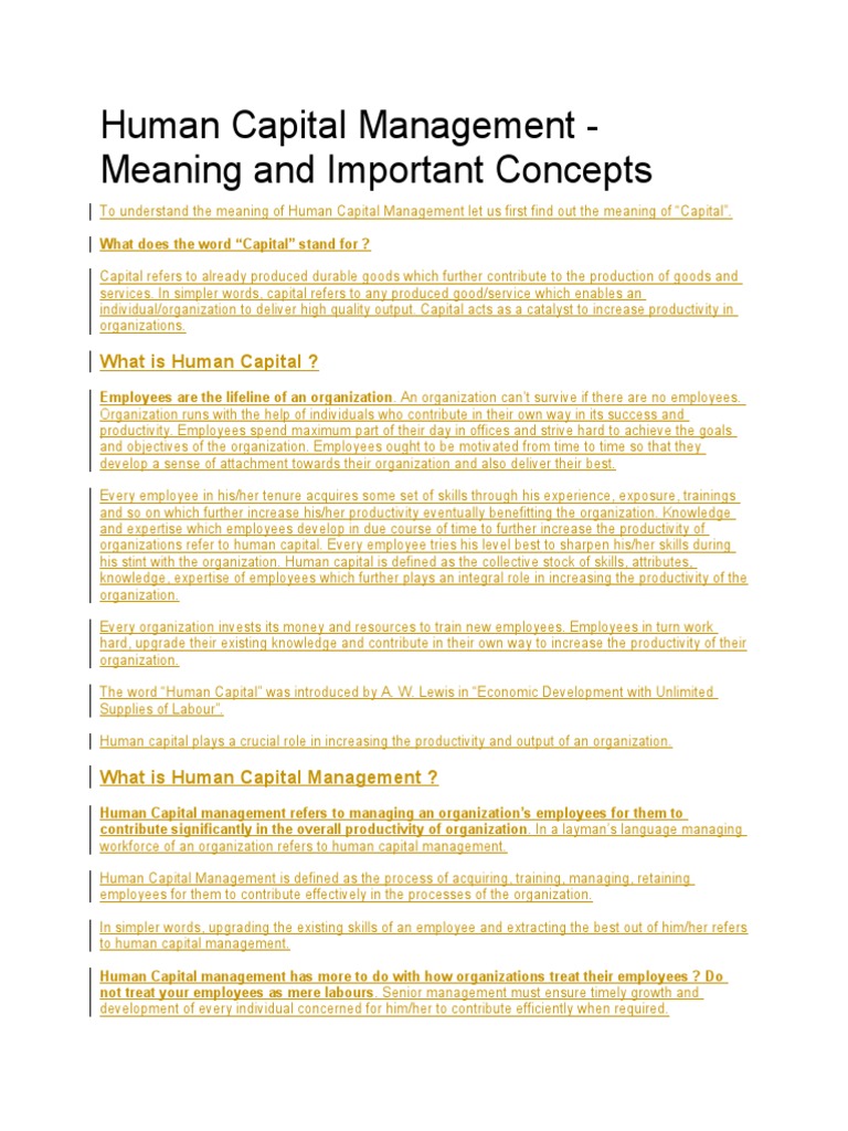 Human Capital Management | PDF | Human Capital | Human Resource Management