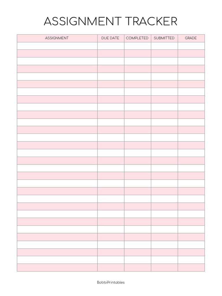 Assignment Tracker - Pink | PDF