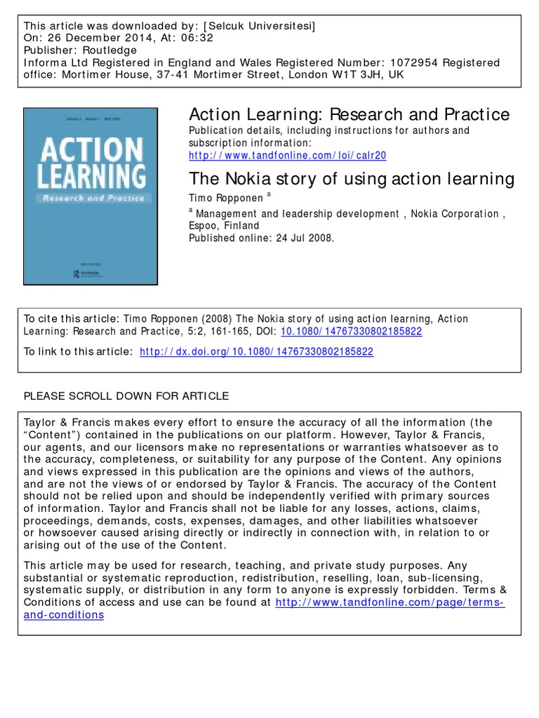 Nokia Story of Using Action Learning | PDF | Nokia | Leadership
