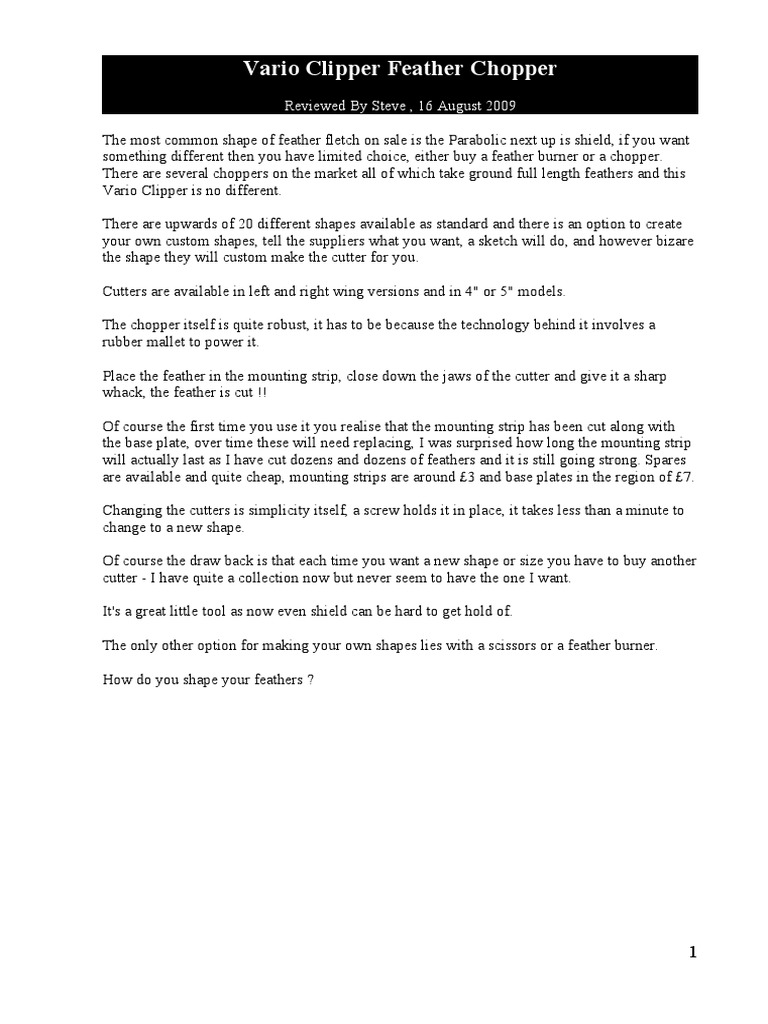 Vario Clipper Feather Chopper | PDF | Home & Garden