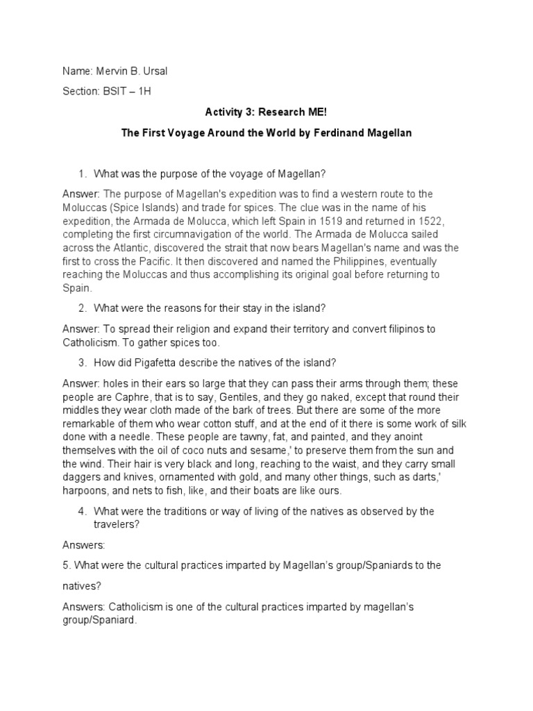 Activity 3: Research ME! The First Voyage Around The World by Ferdinand ...