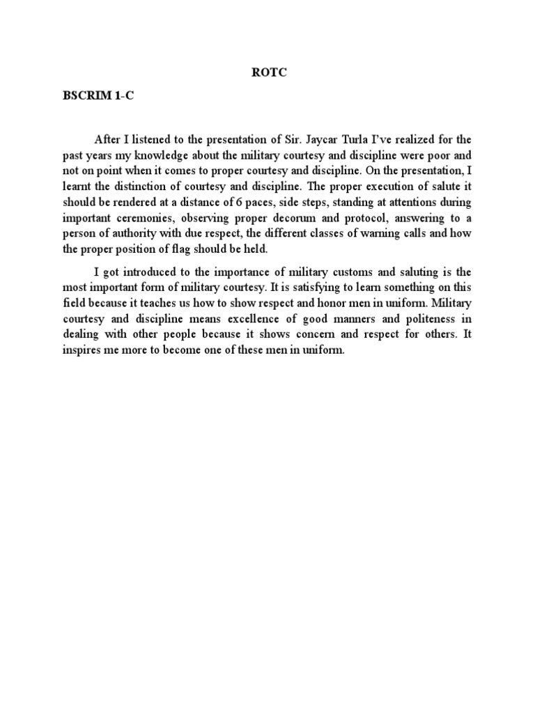 Rotc Reflection Paper | PDF