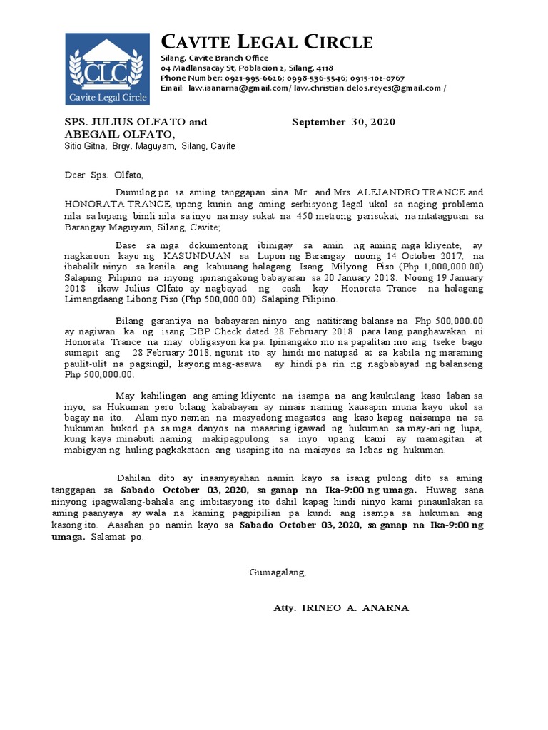 TRANCE - Invitation Letter To Olfato | PDF