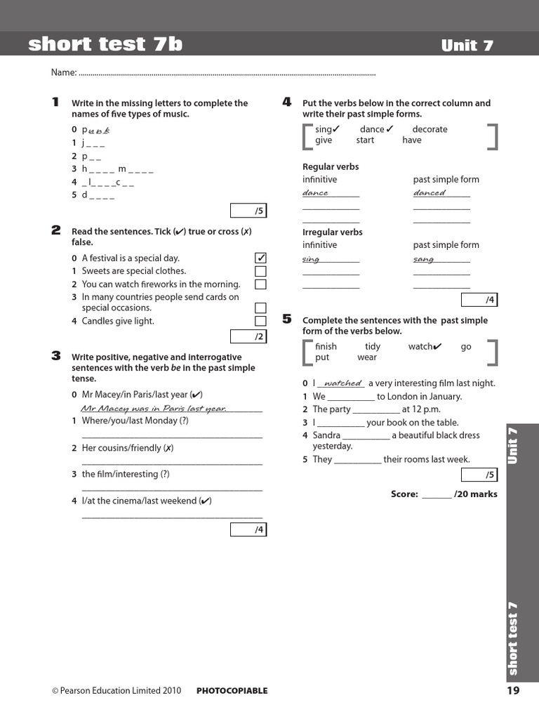 Short Test 7B PDF | PDF | Linguistic Morphology | Languages