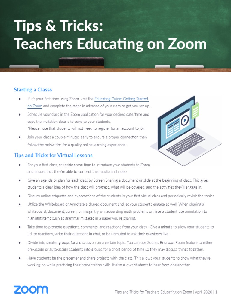 Tips and Tricks For Teachers Educating On Zoom PDF | PDF | Web ...