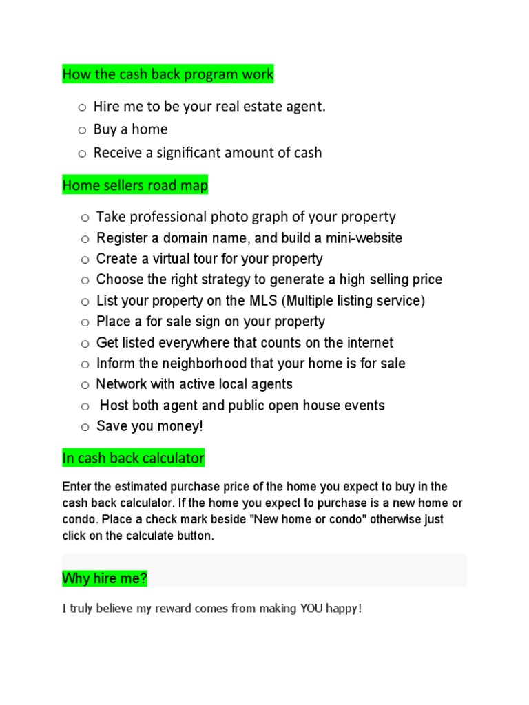 How The Cash Back Program Work | PDF