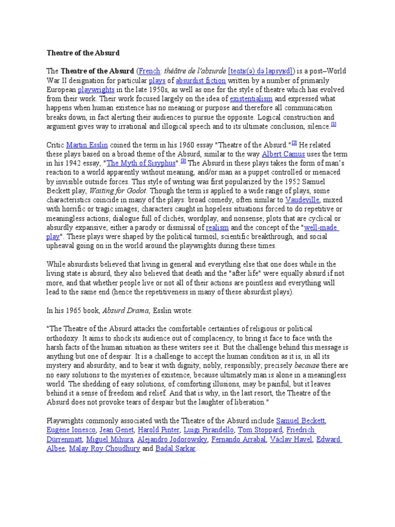 Theatre of The Absurd | PDF | Existentialism | Theatre