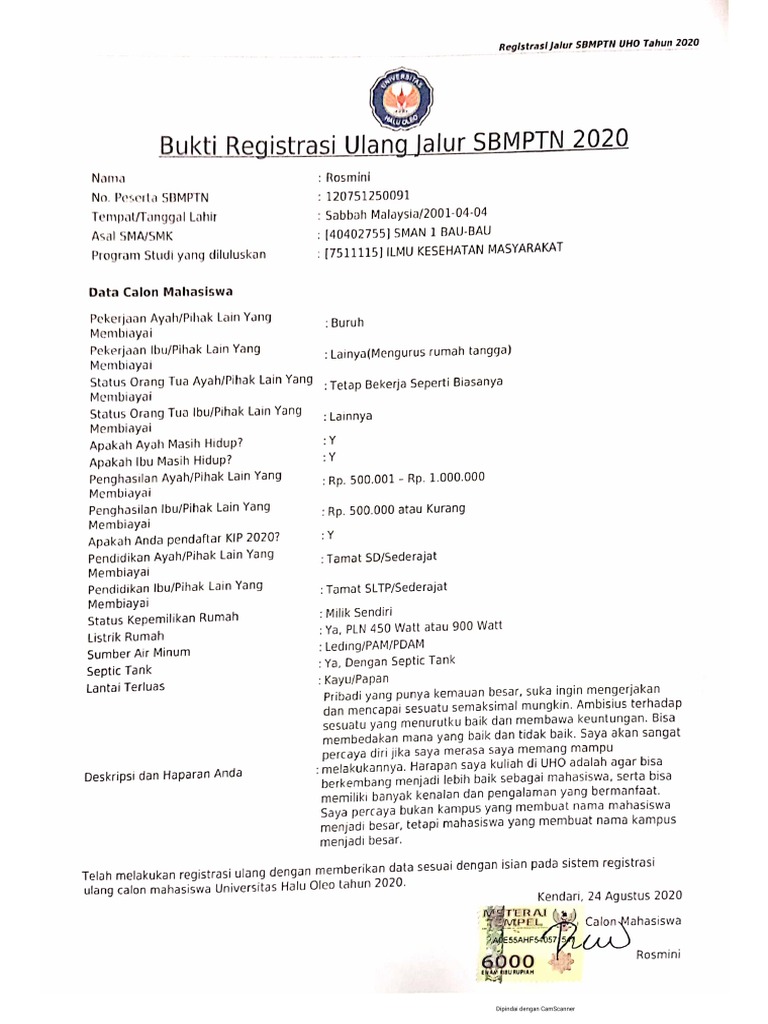 Contoh surat registrasi