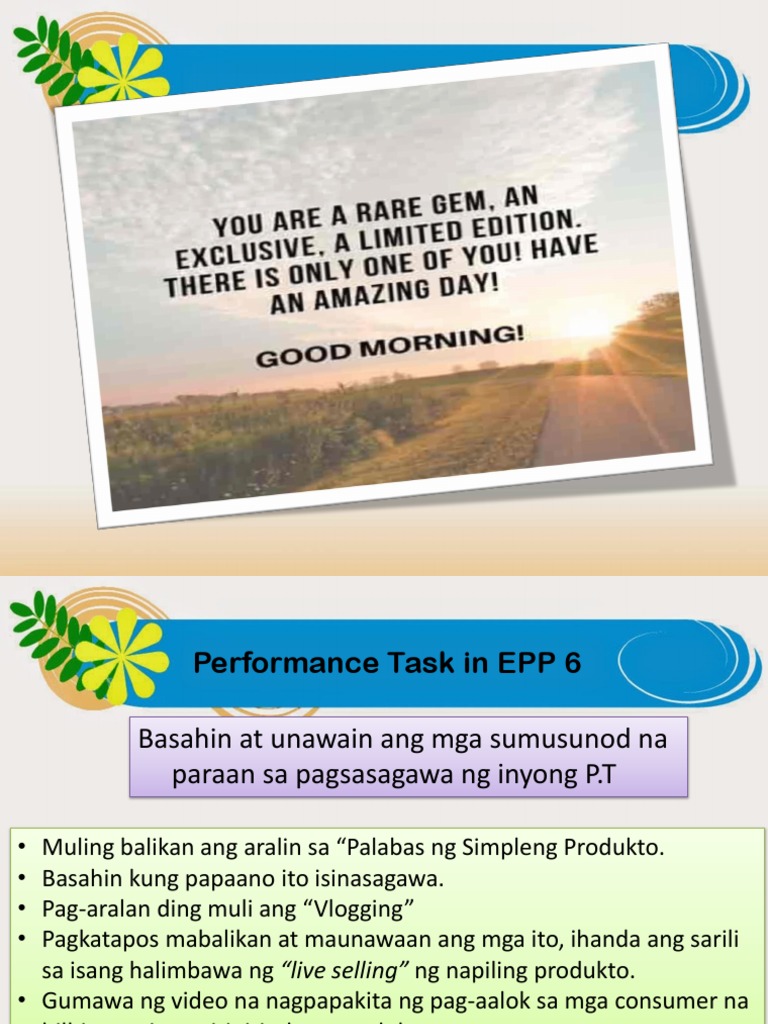 Performance Task in Epp 6 | PDF | Behavior Modification | Cognition