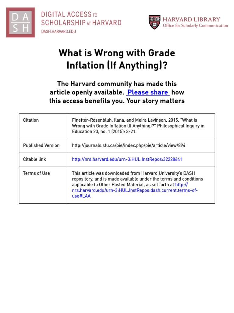 What Is Wrong With Grade Inflation (If Anything) ? | PDF | Princeton ...