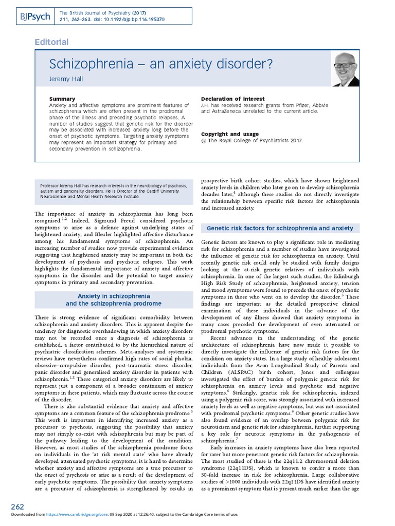 Schizophrenia An Anxiety Disorder?: Editorial | PDF | Schizophrenia ...