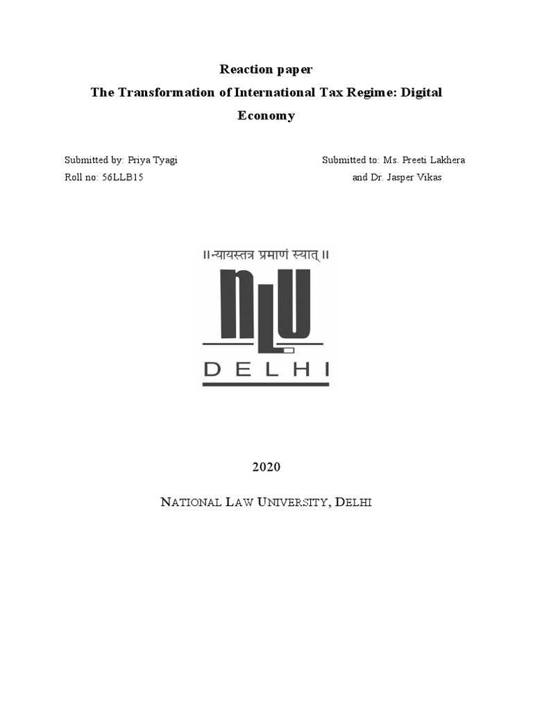 Reaction Paper | PDF | International Taxation | Value Added Tax