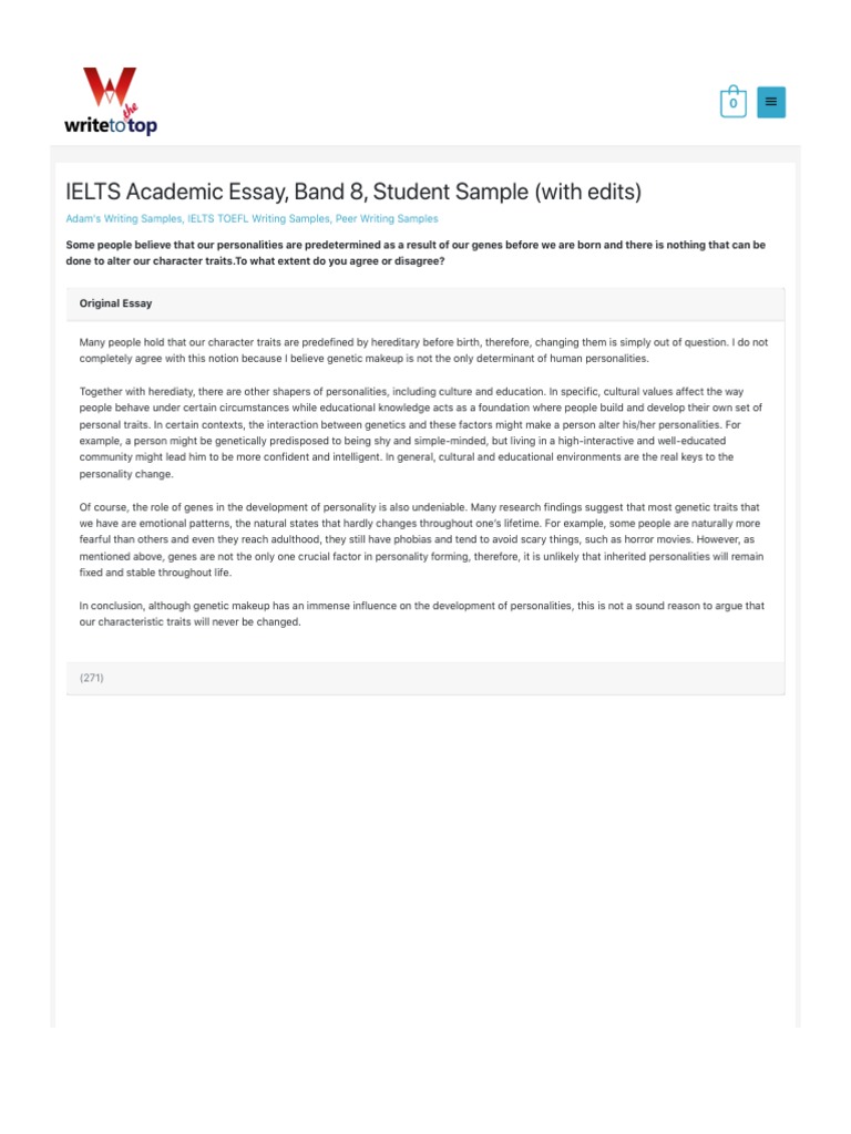 IELTS Academic Essay, Band 8, Student Sample (With Edits) | PDF ...