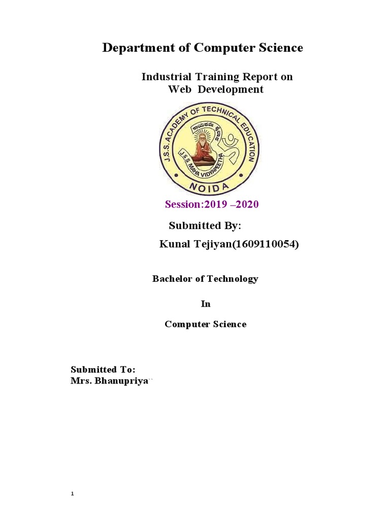 Web Development Industrial Training Report | PDF | Html | Cascading ...