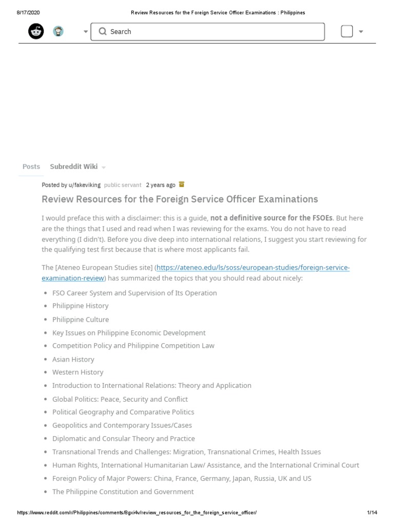 Foreign Service Officer Exam Guide | PDF | Diplomatic Rank | Consul ...