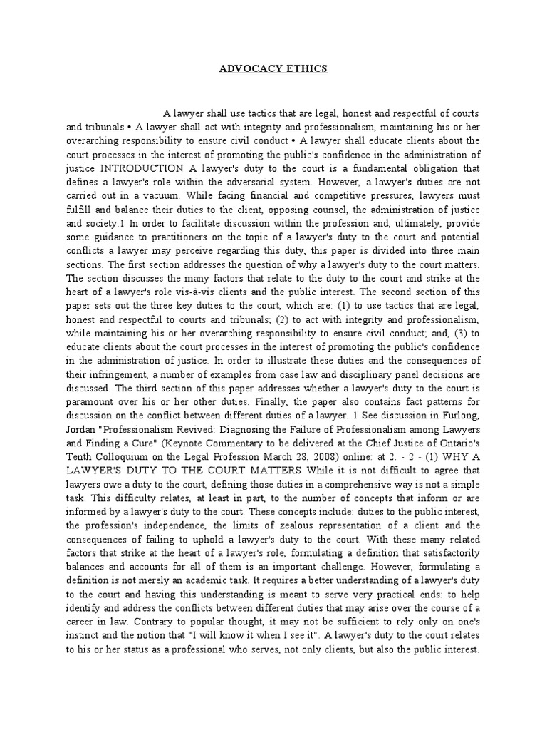 Advocacy Ethics | PDF | Queen's Counsel | Lawyer