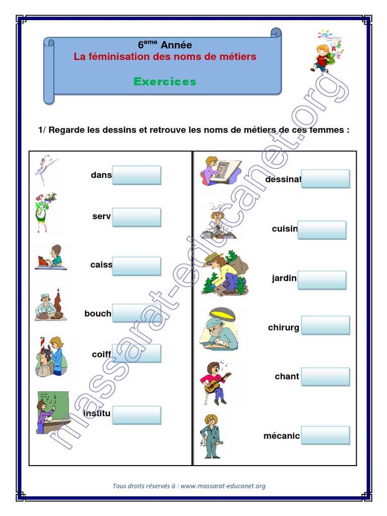 Métiers et féminisation en 6ème | PDF | Personnel navigant | Médecine