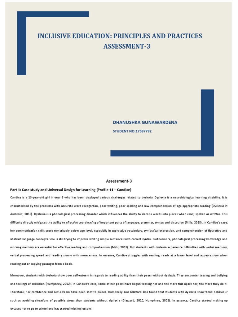 Inclusive Education-Principles and Practices-Assessment 3 | PDF ...
