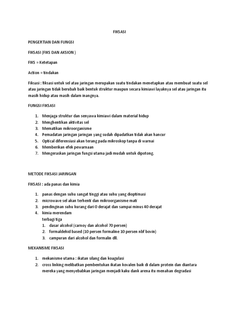 Proses dan Metode Fiksasi Jaringan | PDF