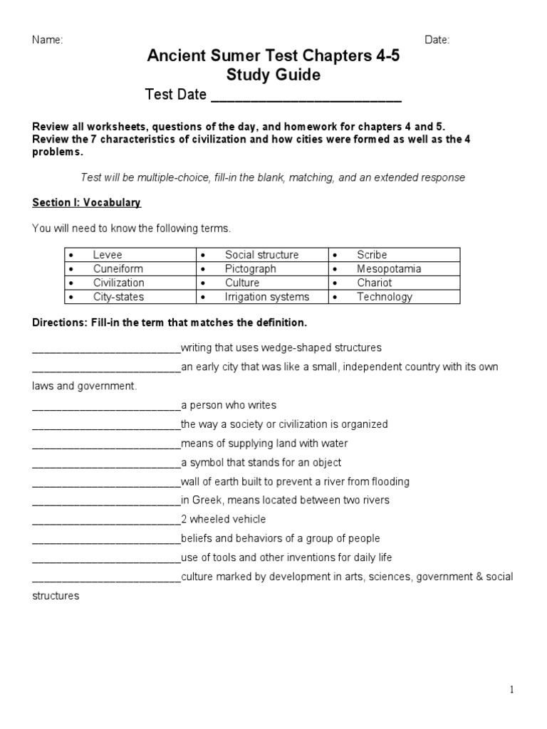 Ancient Mesopotamian Test Study Guide | Download Free PDF | Sumer ...