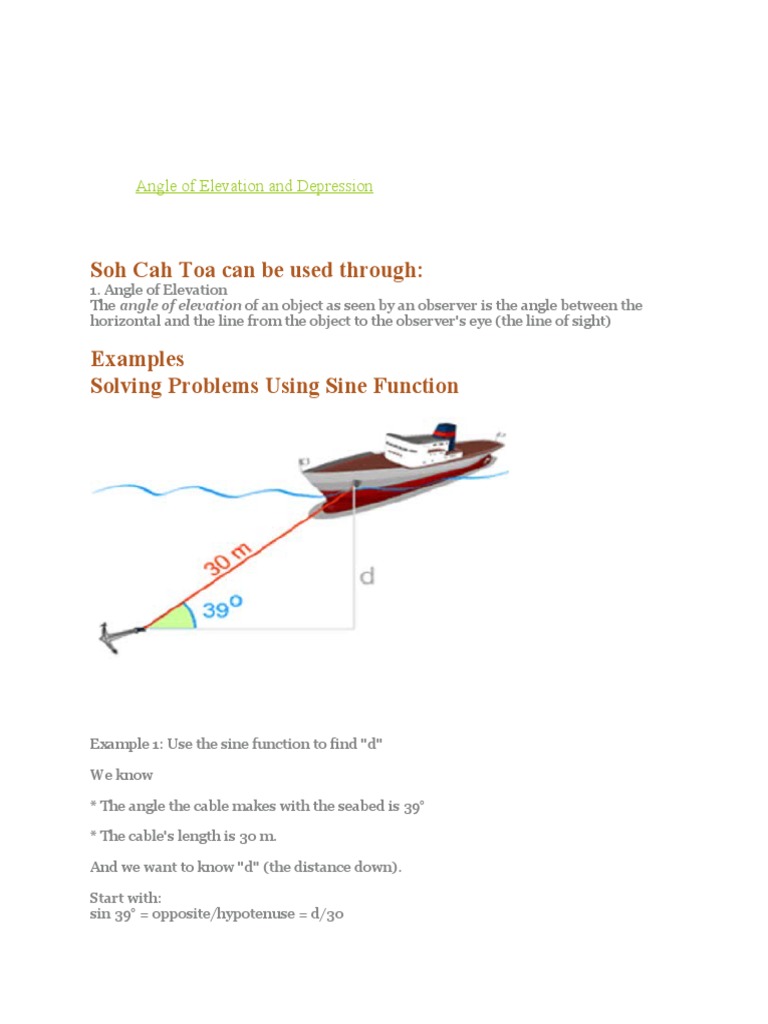Soh Cah Toa: Trigonometry Examples | PDF | Trigonometric Functions | Sine