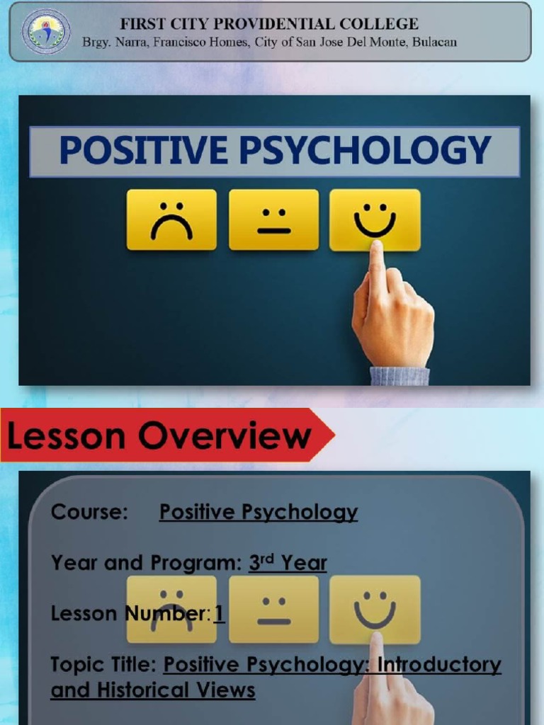 Lesson 1 Introduction To Positive Psychology | PDF | Positive ...