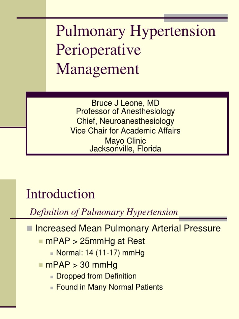 Pulmonary Hypertension Perioperative Management | PDF | Heart Failure ...